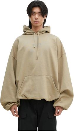 VETEMENTS Sweat &agrave; capuche court boxy &agrave; logo ovale - Homme - Sweatshirts et sweats &agrave; capuche - Beige - Taille: XS