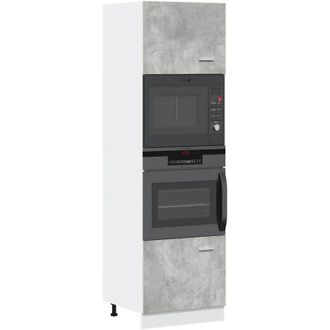 vidaXL Vidaxl - Meuble micro-ondes Lyon Gris b&eacute;ton 60 x 57 x 207 cm Bois ding&eacute;nierie