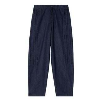Oltre Baggy Jeans mit Paillettenstickerei - - Jeans - Damen - Blau - M
