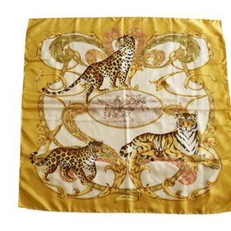 Ferragamo Foulard en tissu Pre-owned - Femme - Pre-owned - Jaune - Taille: ONE Size