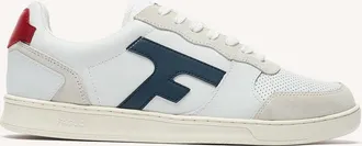 Faguo Baskets en cuir blanc et bleu fonc&eacute;