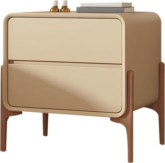 Generic Skandinavischer Hellgrauer Nachttisch Mit 2 Schubladen Und Holzbeinen for Schlafzimmer, Wohnzimmer, Hotel, 19,5 X 16 X 19,5 - 1 Stück(Khaki - 1 Piece,