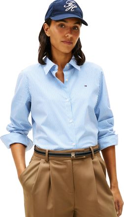 Tommy Hilfiger Damen ESS POPLIN Regular Shirt WW0WW47169 L/S Shirt, Blau (Classic Ithaca STP Mesmerizing Blue), 46, Blau (Classic Ithaca STP Mesmerizing Blue), 72
