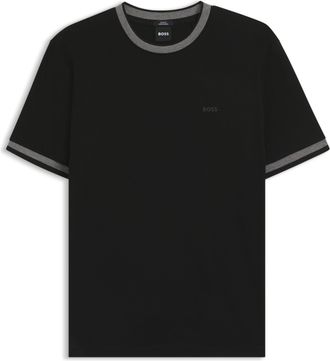 BOSS Herren H-Tessler 200 Slim-Fit T-Shirt aus merzerisierter Baumwolle mit Kontrast-Streifen Schwarz002 XXXL