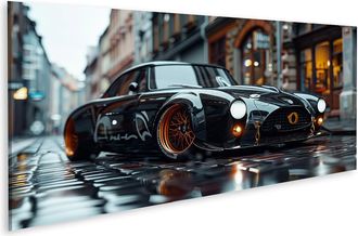 Islandburner Prime Bild auf Leinwand Klassisches Auto in regnerischer Stadtstraße für Wohnzimmer Auto-Enthusiasten Auto-Werkstatt Bilder Wandbilder Poster