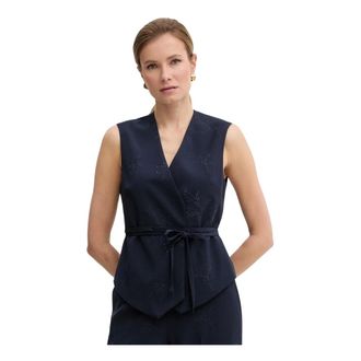 Twinset Gilet Brod&eacute; avec Ceinture - Femme - Vestes - Bleu - Taille: 38 FR
