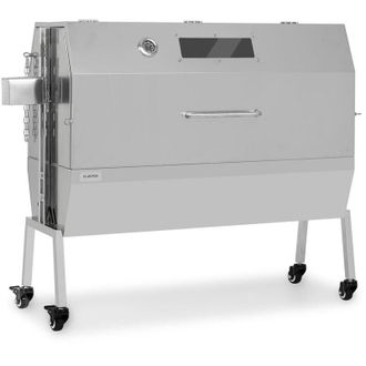 Klarstein Klarstein - Barbecue &eacute;lectrique 15W avec r&ocirc;tissoire et broche - Capacit&eacute; jusqu&agrave; 70 kg - Surface de cuisson 112 x 45 cm - Roulettes avec freins