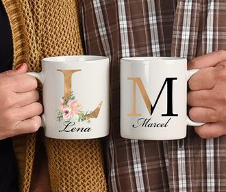 NA Tassen-Set Namenstasse personalisierte Kaffee-Tasse mit Namen und Buchstabe pers&ouml;nliche Geschenke Buchstabentasse.2 Werktagen versandberiet
