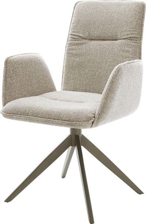 DELIFE Esszimmerstuhl Vinja-Flex Kreuzgestell breit Effektfinish Titan Webstoff Soft Beige 360&deg; drehbar Wippfunktion