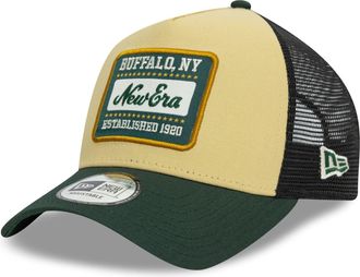 New Era A-Frame Mesh Trucker Cap - Brand Patch beige