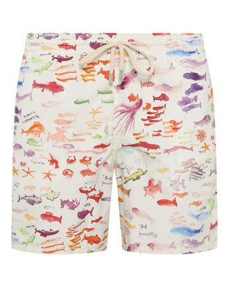 Vilebrequin Glatte Badeshorts mit Fischmotiven in