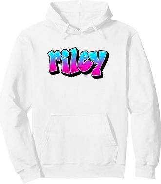 BDAZ Riley Graffiti Personalisierter Name Blau Rosa Frauen M&auml;dchen Pullover Hoodie