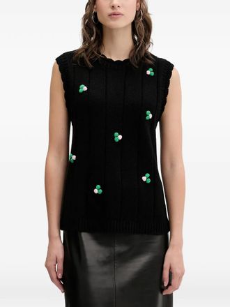Stine Goya flower-detail ribbed-knit vest - Schwarz