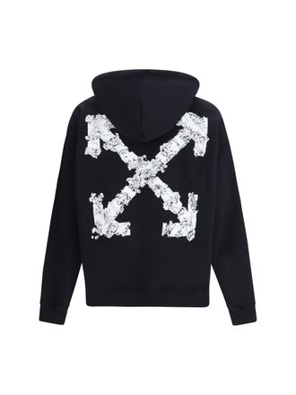 Off-white Mens Heraldic Treshold Arrows Skate Hoodie Black Cotton Sweatshirts Sweater