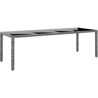 vidaXL Gartentisch 250x100x75 cm Hartglas und Poly Rattan Grau - Vidaxl