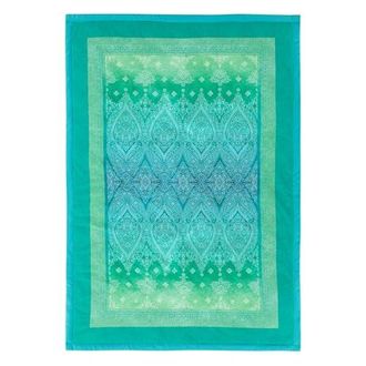 Bassetti Granfoulard Plaid Kerala V1 grün 135x190 cm, luxuriöse Wohndecke aus 100% mercerisierter Baumwolle, weiche leichte Kuscheldecke, dekorative Tagesdecke