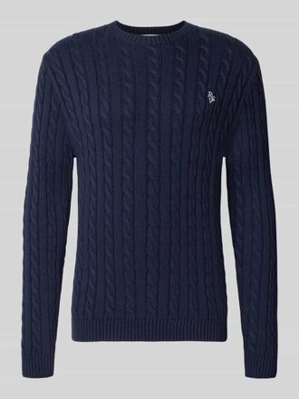 Review Slim Fit Strickpullover aus reiner Baumwolle mit Zopfmuster