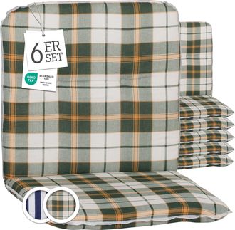 Beo Bali Gartenstuhl-Auflagen Niedriglehner 96x47 cm, 6er Set | Waschbare, UV-beständige Sitz-Kissen | Atmungsaktive Polster-Auflagen nach Öko-Tex Standar