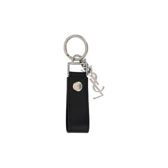 Saint Laurent Mens Black Calf Leather Bos Taurus Keychain Accessory