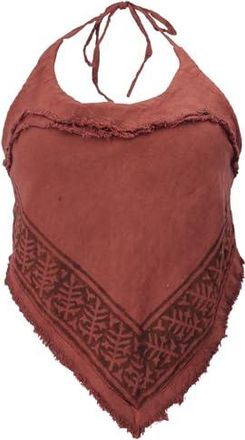 Guru Shop Goa Top Psytrance Bandeau Imprim&eacute; Rostorange Femme Coton