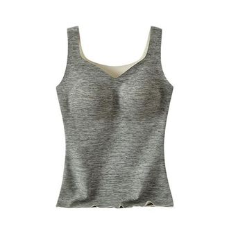 Generic Maillot de corps avec soutien-gorge sans armatures avec bonnets pour femme - Chemise thermique dhiver - Col en V - Sous-v&ecirc;tements thermiques - Sous-v&ecirc;