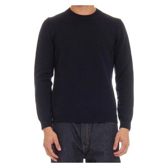 Roberto Collina Homme, Pulls, Bleu, Taille: XL Pull Bleu en Mérinos de Haute Qualité
