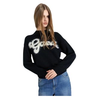 Ga&euml;lle Paris Femme, Pulls, Noir, Taille: 36 FR Pull Cropped en Tricot avec Logo Lurex