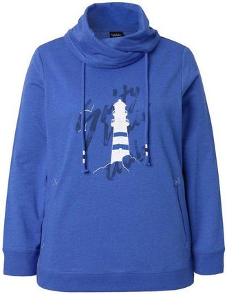 Ulla Popken Sweatshirt Sweatshirt maritimes Motiv Stehkragen Langarm
