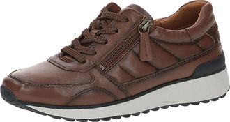 Caprice Damen Sneaker flach aus Leder mit Rei&szlig;verschluss, Braun (Muscat Softnap), 39 EU