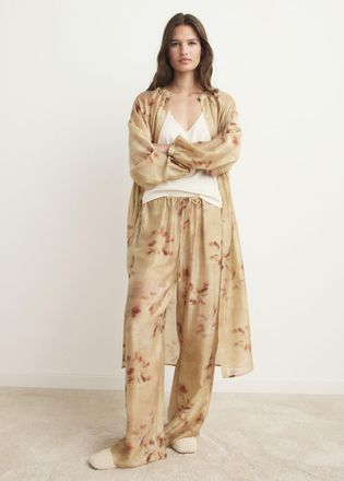 Mango Pantalon imprimé feuilles sable - Femme - S - MANGO