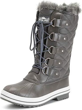 Polar Femmes Botte De Neige Matelass&eacute; Grand Hiver Neige Imperm&eacute;able Chaud Pluie D&eacute;marrage - 6 - GRL39 YC0011 - Gris/Gris Cuir - 39 EU