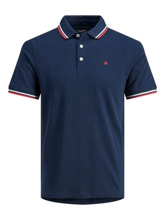 Jack & Jones Herren Poloshirt JJEPAULOS - Relaxed Fit Plussize XXL-8XL Baumwolle, Größe:4XL, Farbe:Navy Blazer 12143859