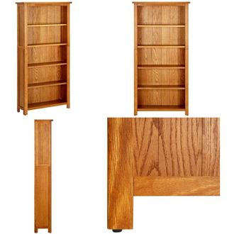 vidaXL Vidaxl - B&uuml;cherregal 5 F&auml;cher 70x22x140 cm Massivholz Eiche - Holzregal - Bucheichen - B&uuml;cherregal Massiv - Regal Wohnzimmer - B&uuml;cherregal Dekorativ