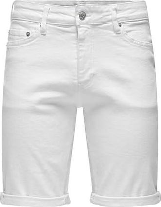 Only & Sons Onsply White 9297 Azg DNM Short, Blanc, XS Homme