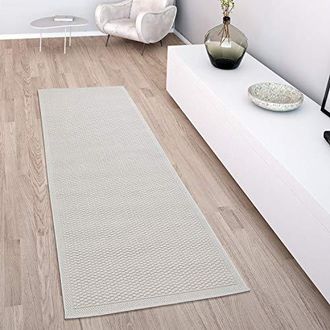 Paco Home Tapis Int&eacute;rieur & Ext&eacute;rieur Terrasse Et Balcon Monochrome Structur&eacute;, Dimension:200x350 cm, Couleur:Ivoire