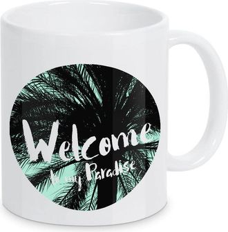 artboxONE Tasse Welcome to My Paradise, Boho Gr&uuml;n von Wundert&uuml;te - Kaffeetasse Typografie