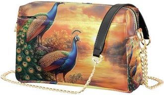 Mnsruu Sacs à bandoulière pour femme, motif paon I en cuir, sac à main