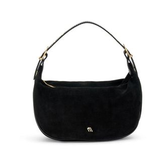 Frau Femme, Sacs, Noir, Taille: ONE Size Sac &agrave; main en daim souple noir