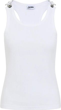 Jean Paul Gaultier Femme, Tops, Blanc, Taille: 40 FR Overall Buckles Ribbed Tank Top