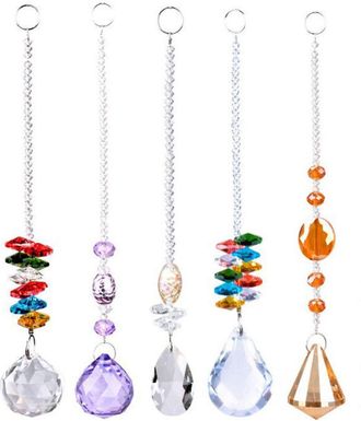 Amini Kristalle Deko Anhänger 6Stück sonnenfänger kristall Set kristall prismen anhänger Kristalle Als Dekoration Sonnenfänger Hängende Fenster Bunte Krista