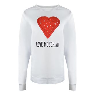 Moschino Love Moschino Sweatshirt Mit Gro&szlig;em Rotem Herzlogo Auf Wei&szlig;