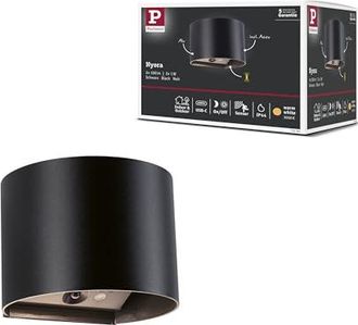 Paulmann 71284 LED Akkuwandleuchte Nyora inkl. Dämmerungsgesteuerter Bewegungsmelder (HF) IP44 3000K 135x120mm 2x1W / 1W Schwarz