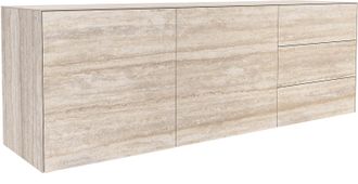 DELIFE Kommode Cuor Keramik Laminam Travertino Bianco Creme-Weiß 180 cm 2 Türen 3 Schubfächer Schwebend Sideboard
