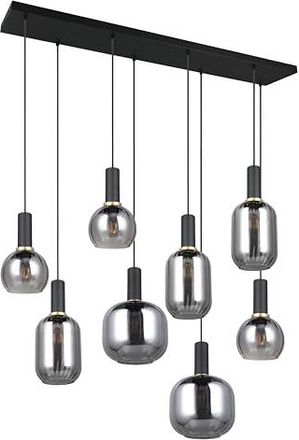 Trio Leuchten Pendelleuchte Diva 319800832, Metall Schwarz matt, Glas Chrom bedampft, exkl. 8x E27