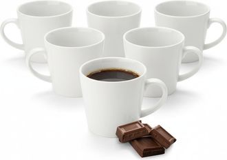 Wilmax England Wilmax - Teetassen & Kaffeetassen - 6er Set - 280ml - Kaffeebecher Porzellan - Becherset - Tasse f&uuml;r Tee, Kaffee, Cappuccino - Porzellantassen mit Gri