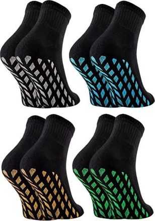 Rainbow Socks Femme Homme Chaussettes Antidérapantes de Sport Briller - 4 paires - Noir + Argent Bleu Doré Vert ABS - Taille 36-38