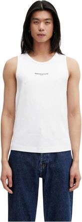 Maison Kitsun&eacute; Paris Ribbed Tank Top - Homme - Tops - Blanc - Taille: L