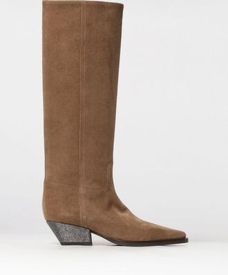 Brunello Cucinelli Kniehohe Westernstiefel aus Velours-Kalbsleder