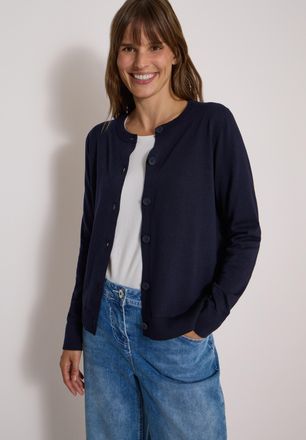 Cecil Cardigan CECIL, Damen, Gr. XXL (46), urban dunkelblau, Web, 60% Baumwolle, 40% Viskose, unifarben, comfort fit normal, Rundhals, Rippb&uuml;ndchen, Strickj