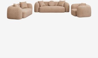 Sklum Sklum - Wohnzimmerset mit 3-Sitzer-Modulsofa, 2-Sitzer-Sofa und Sessel aus Coco-Chenille